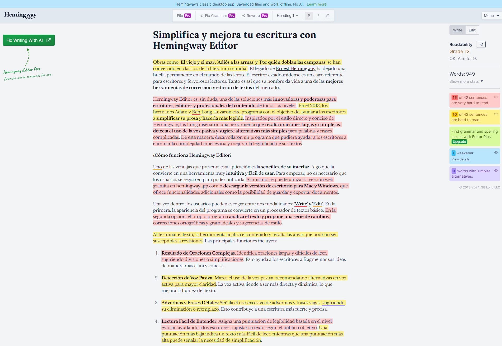 Simplifica y mejora tu escritura con Hemingway Editor - Tips ...